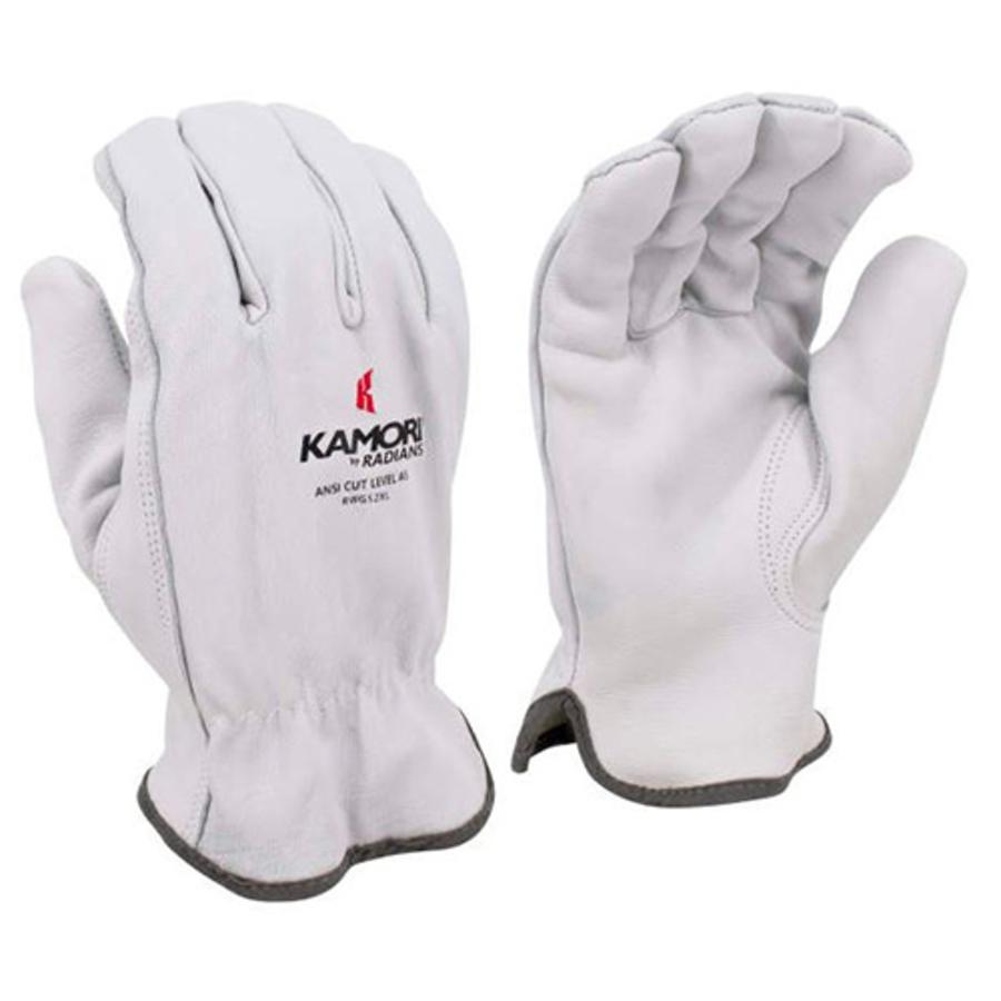 KAMORI Grain Goatskin Cut Resistant Gloves, RWG52, Cut A5, White, Medium