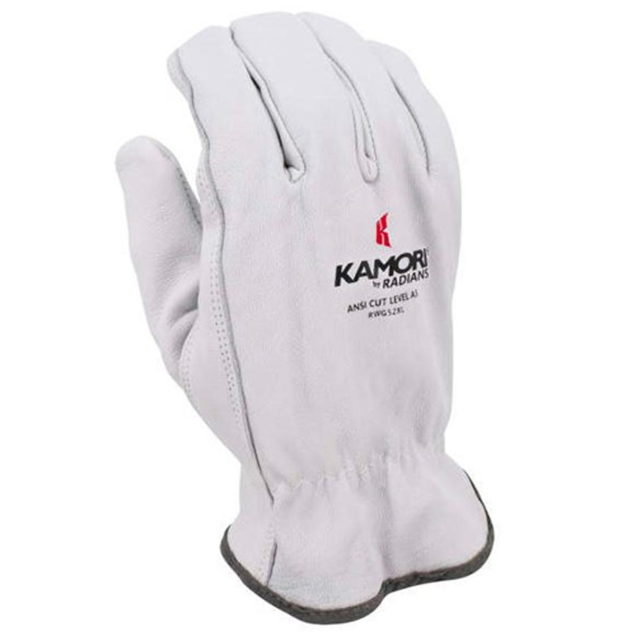 KAMORI Grain Goatskin Cut Resistant Gloves, RWG52, Cut A5, White, Medium